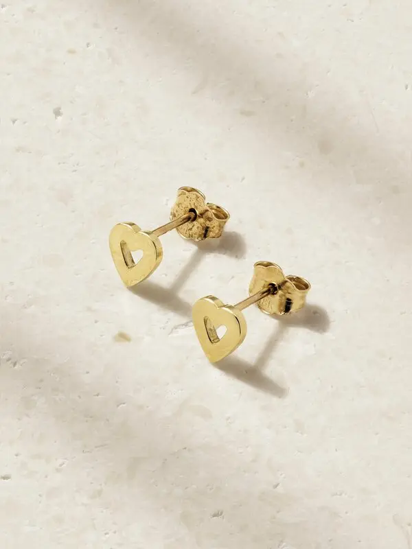 JENNIFER MEYER Mini Open Heart 18-karat Stud Earrings - Gold