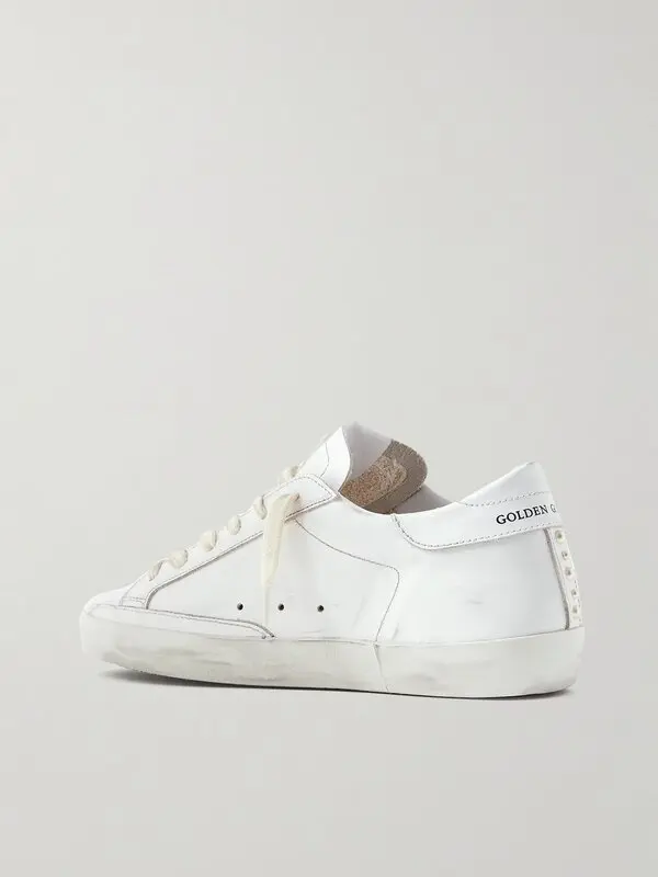 GOLDEN GOOSE Superstar Faux Pearl-embellished Distressed Leather Sneakers