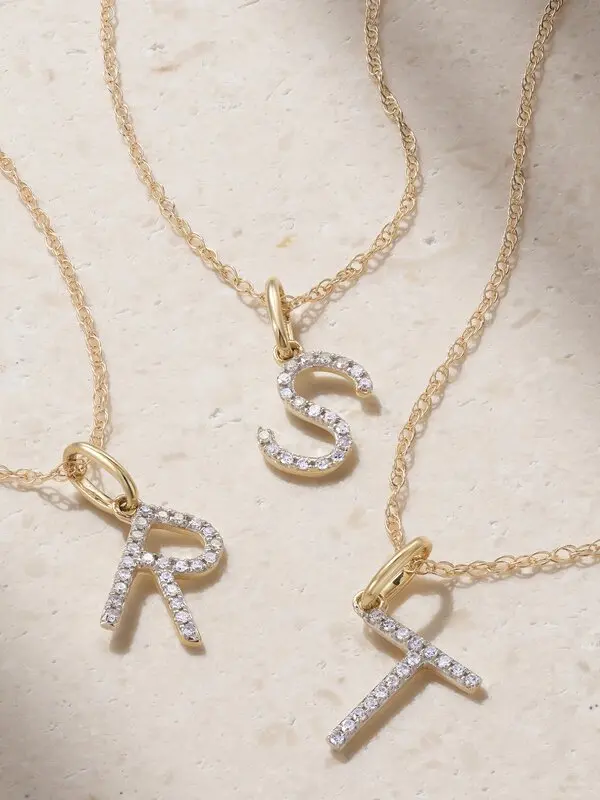 STONE AND STRAND Initial 9-karat Diamond Necklace - Gold