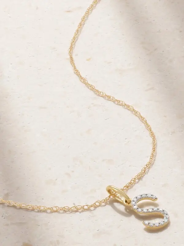 STONE AND STRAND Initial 9-karat Diamond Necklace