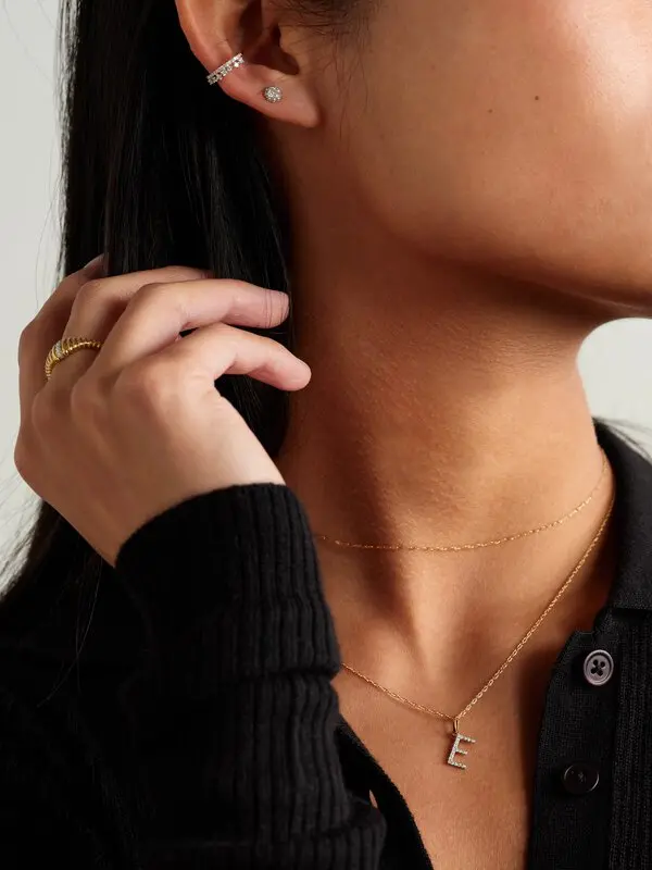 STONE AND STRAND Initial 9-karat Diamond Necklace