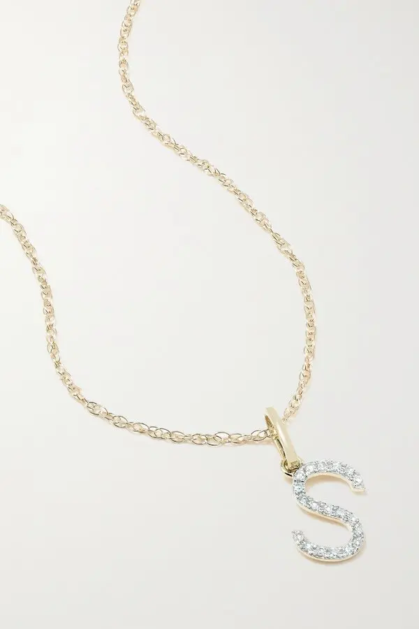 STONE AND STRAND Initial 9-karat Diamond Necklace