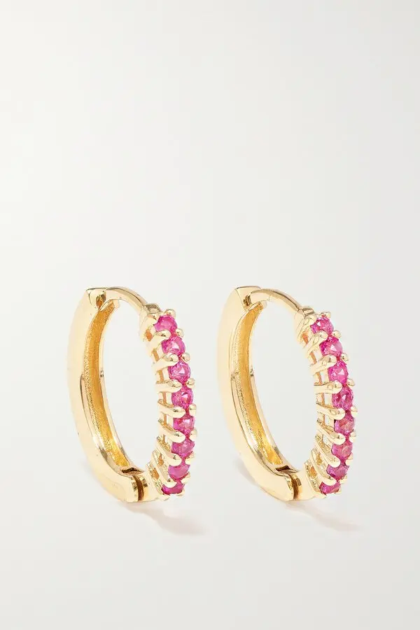 Mateo 14-karat Sapphire Hoop Earrings - Red