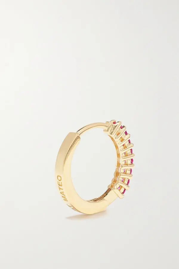 Mateo 14-karat Sapphire Hoop Earrings - Red