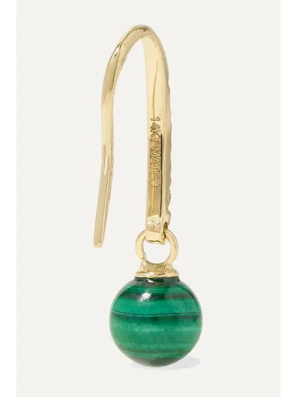 Mateo 14-karat Malachite And Diamond Earrings - Gold