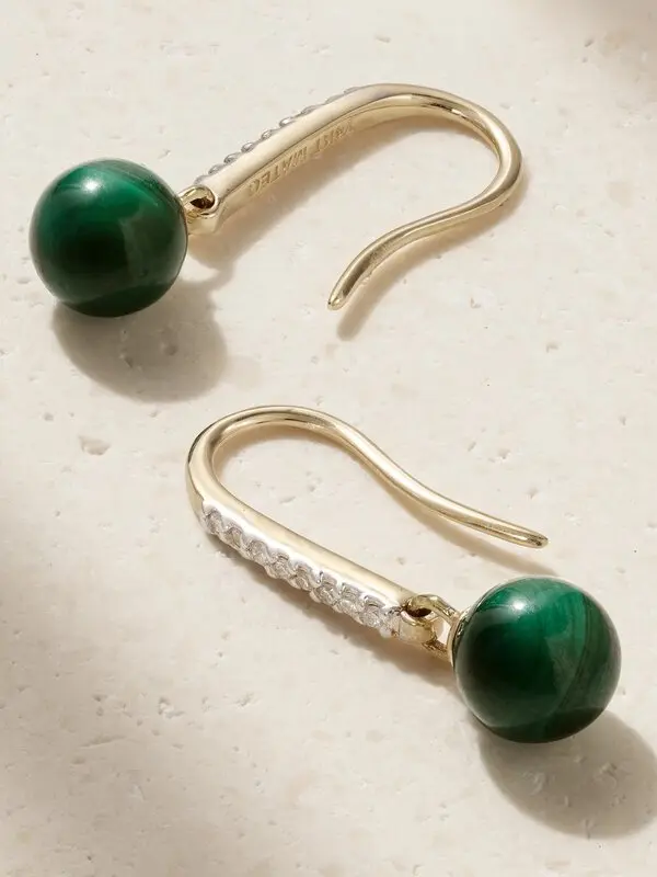 Mateo 14-karat Malachite And Diamond Earrings - Gold