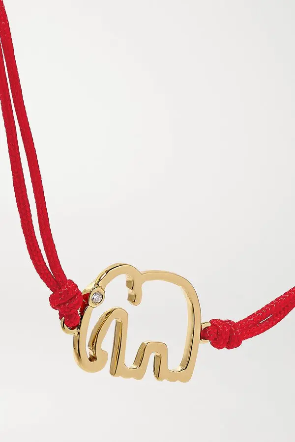 Yvonne Léon 18-karat Silk And Diamond Elephant Bracelet
