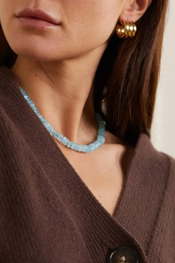 Jia Jia Oracle Aquamarine And Gold Necklace
