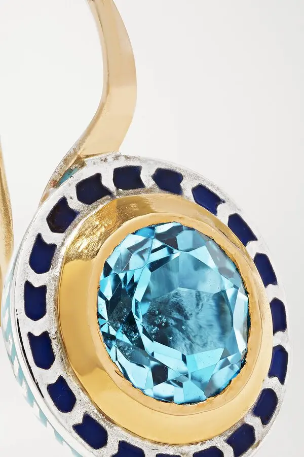 Alice Cicolini Tile Mini Sterling Silver, 22-karat Enamel And Topaz Earrings