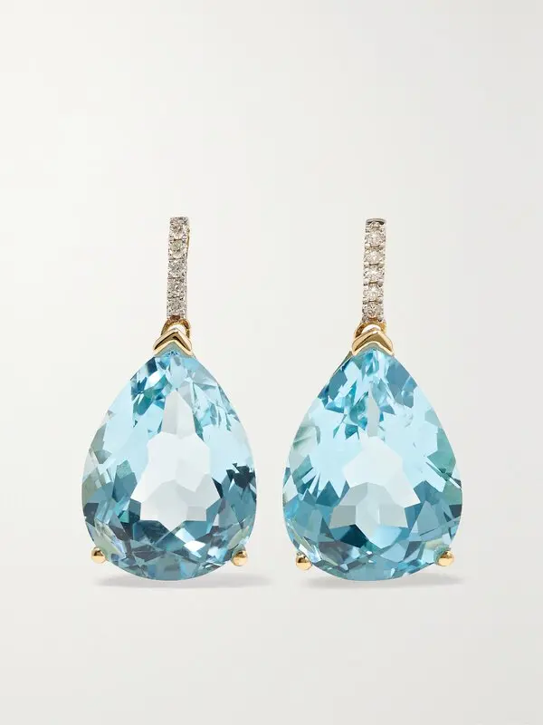 Mateo 14-karat Topaz And Diamond Earrings - Blue