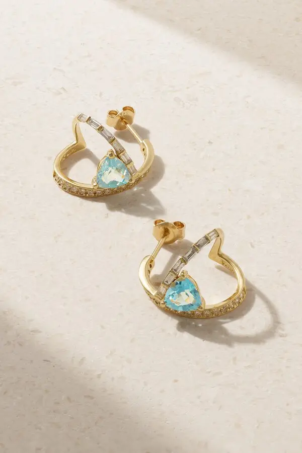 Mateo 14-karat Topaz And Diamond Earrings - Gold