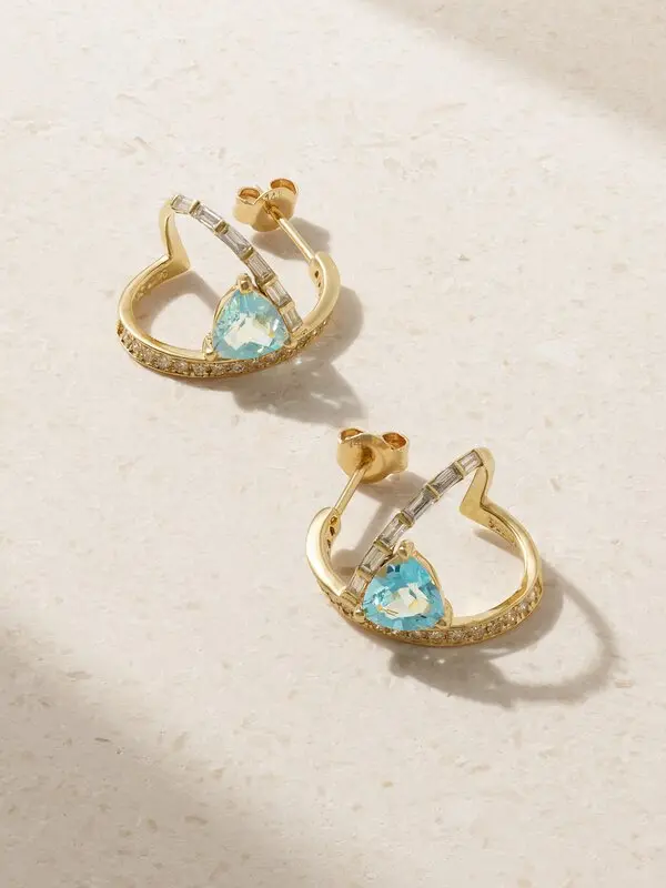 Mateo 14-karat Topaz And Diamond Earrings - Gold