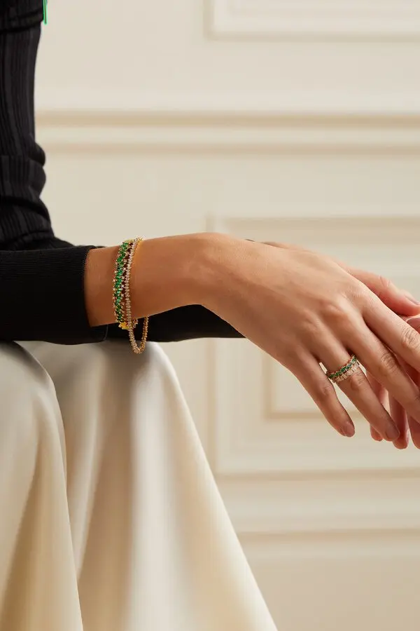 SUZANNE KALAN 18-karat Emerald And Diamond Cuff - Gold