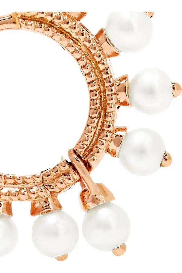 Maria Tash 18-Karat Pearl Hoop Earring Rose Gold