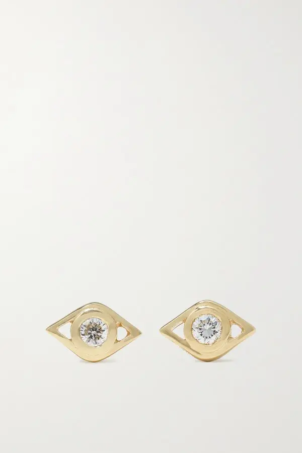 SYDNEY EVAN Small Evil Eye Diamond Earrings - Gold