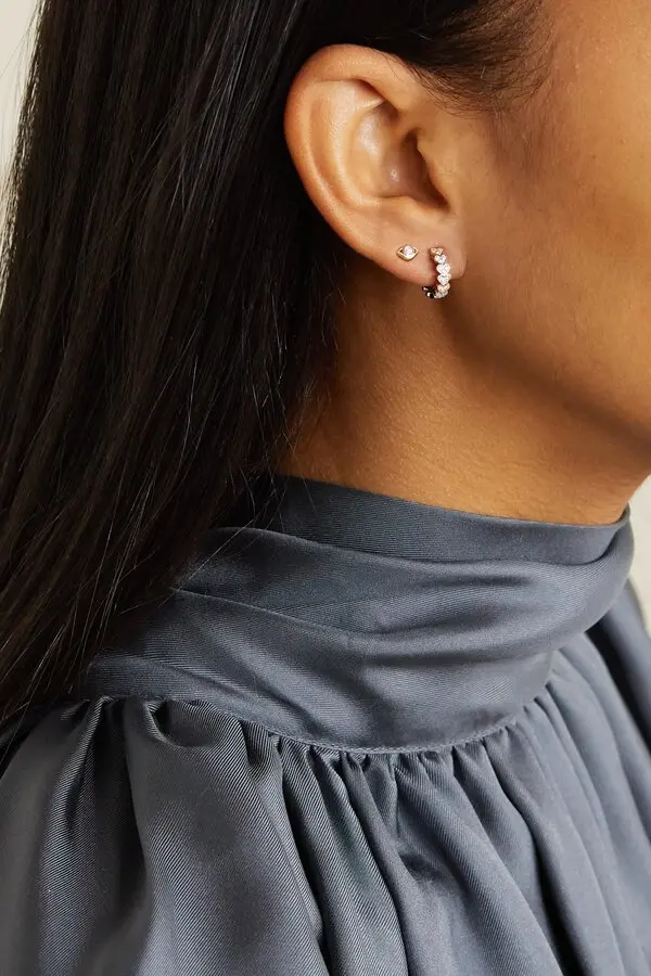SYDNEY EVAN Small Evil Eye Diamond Earrings