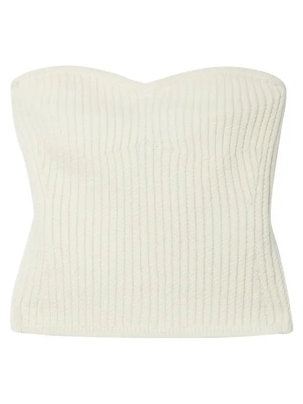Saint Laurent Strapless Ribbed Wool Top
