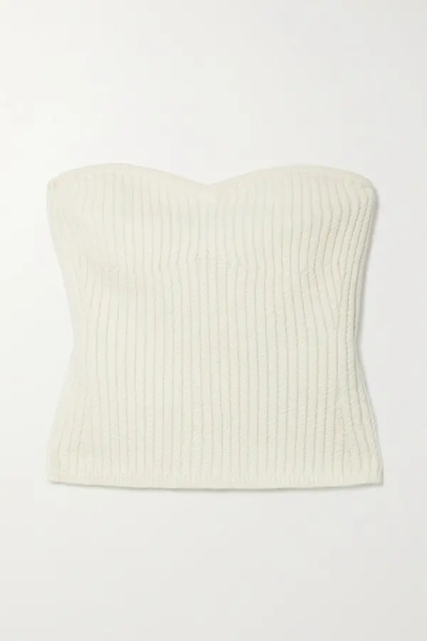 Saint Laurent Strapless Ribbed Wool Top