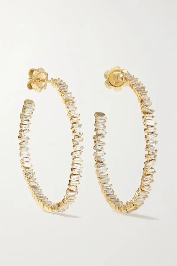 SUZANNE KALAN Shimmer 18-karat Diamond Hoop Earrings - Gold
