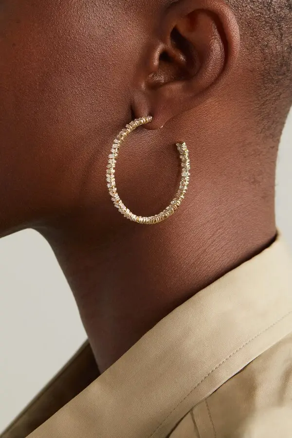 SUZANNE KALAN 18-karat Diamond Hoop Earrings
