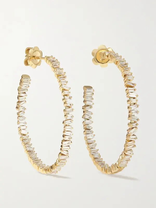 SUZANNE KALAN 18-karat Diamond Hoop Earrings - Gold