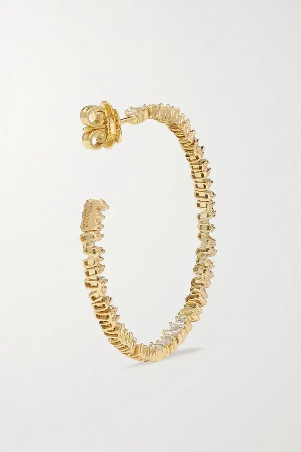 SUZANNE KALAN 18-karat Diamond Hoop Earrings