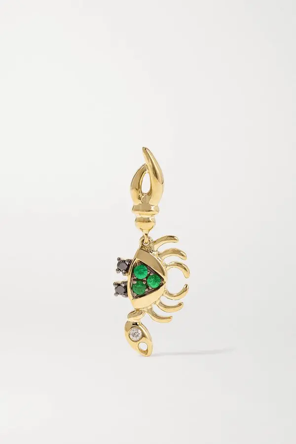Yvonne Léon 9-karat Tsavorite And Diamond Crab Earring