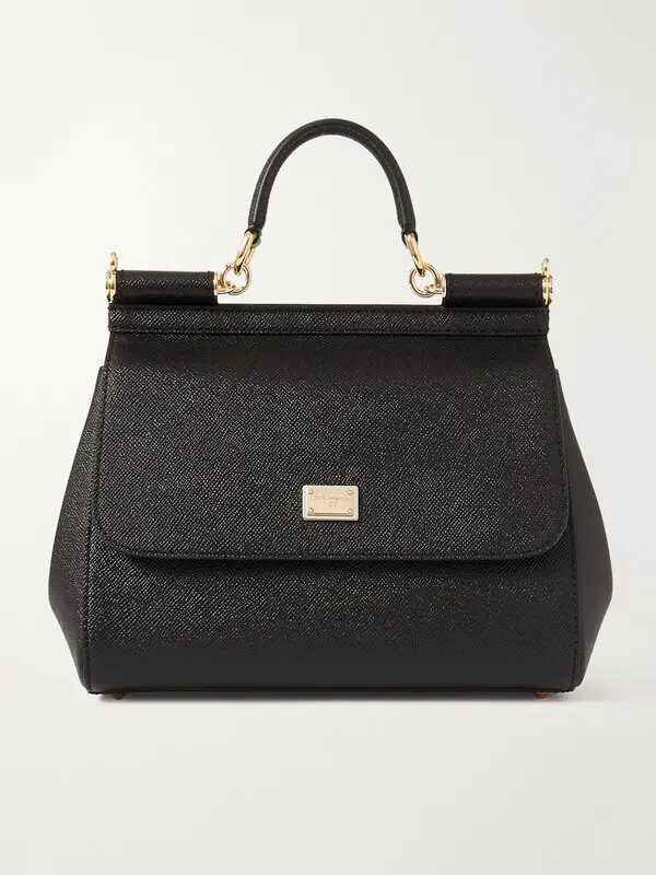 Dolce & Gabbana Sicily Textured-leather Tote - Black