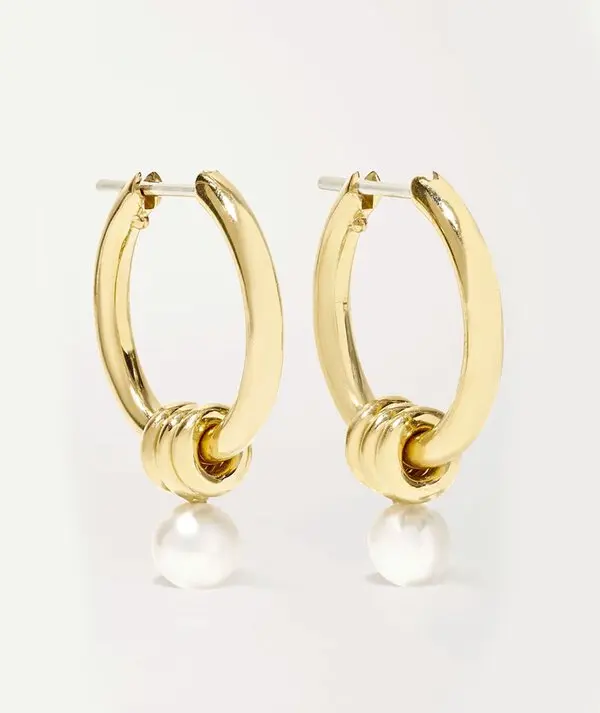 SPINELLI KILCOLLIN Ara 18-karat Pearl Hoop Earrings