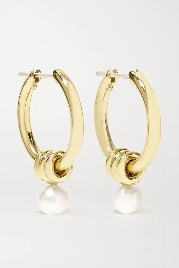 SPINELLI KILCOLLIN Ara 18-karat Pearl Hoop Earrings