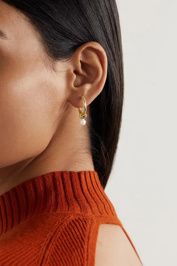 SPINELLI KILCOLLIN Ara 18-karat Pearl Hoop Earrings