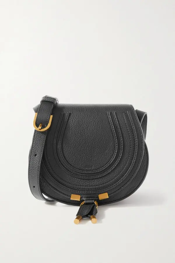 Chloé Marcie Mini Textured-leather Shoulder Bag - Black