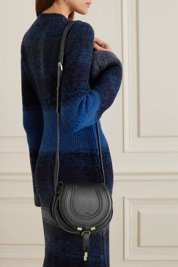 Chloé Marcie Mini Textured-leather Shoulder Bag - Black