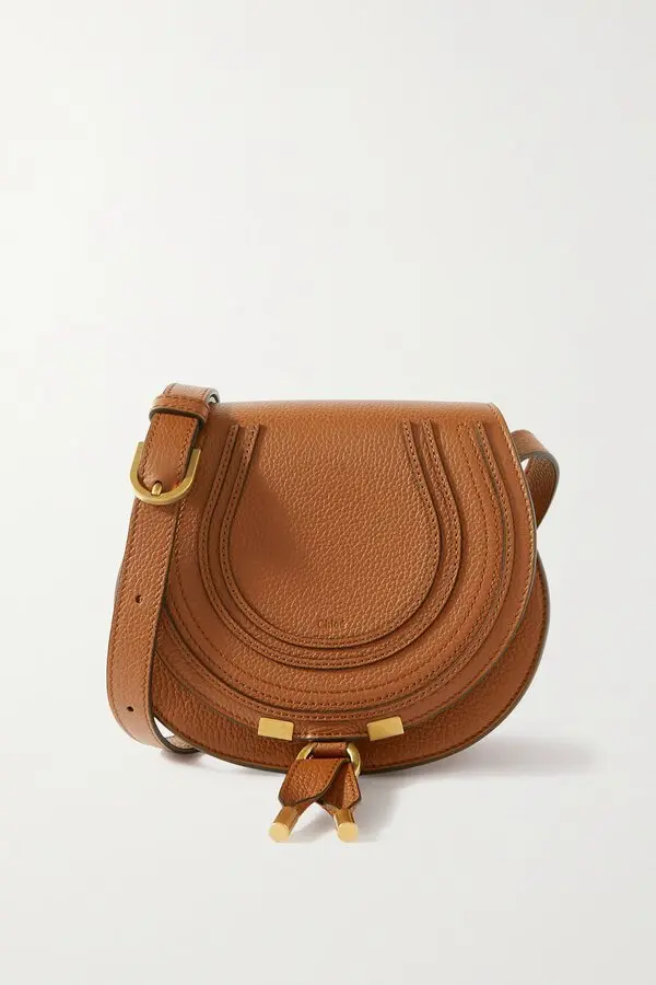 Chloé Marcie Mini Textured-leather Shoulder Bag - Brown