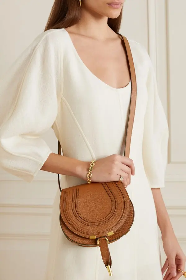 Chloé Marcie Mini Textured-leather Shoulder Bag - Brown