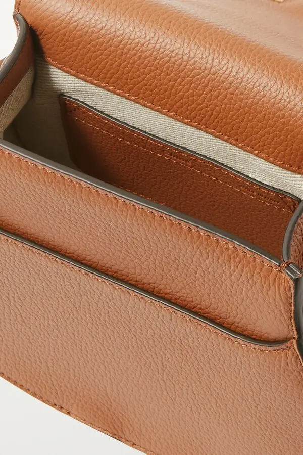 Chloé Marcie Mini Textured-leather Shoulder Bag - Brown