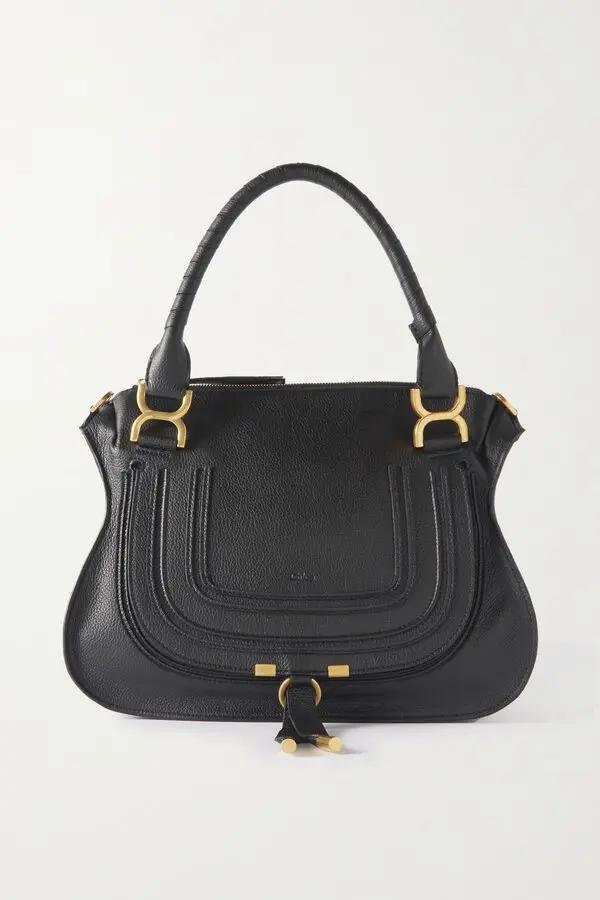 Chloé Net Sustain Marcie Medium Textured-leather Tote - Black