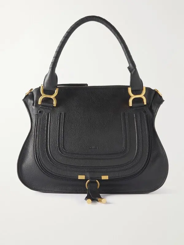 Chloé Net Sustain Marcie Medium Textured-leather Tote - Black