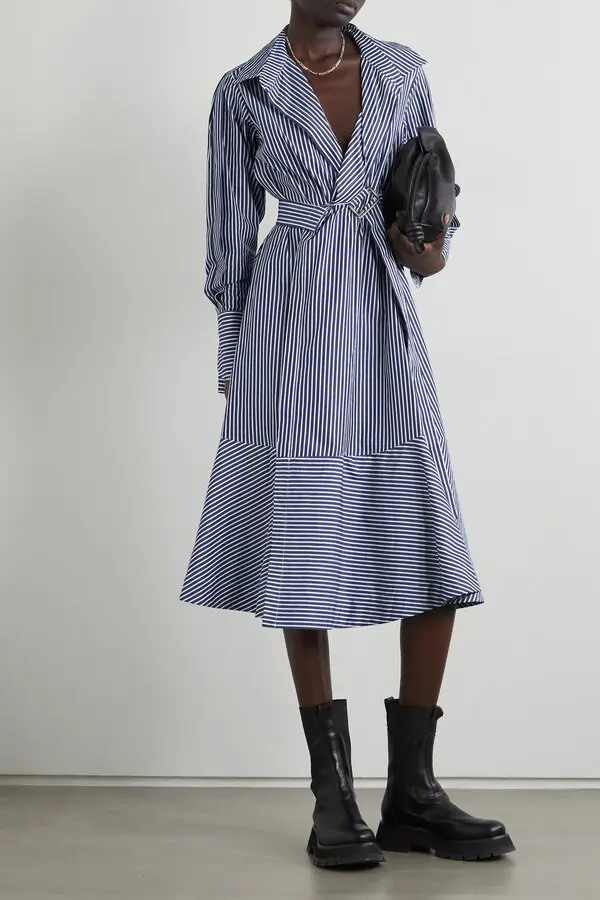 palmer harding shirt dress Palmer//Harding Calli Belted Striped Cotton-Poplin Wrap Midi Shirt Dress In  Blue - 50% Off
