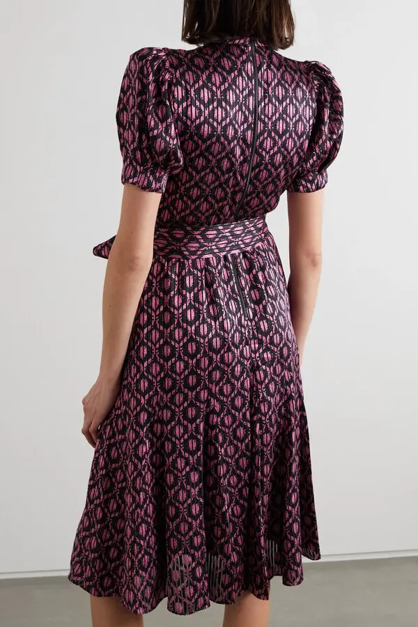 Alice + Olivia Neoma Belted Floral-Print Satin Midi Dress In Pink - 60% Off  | Editorialist