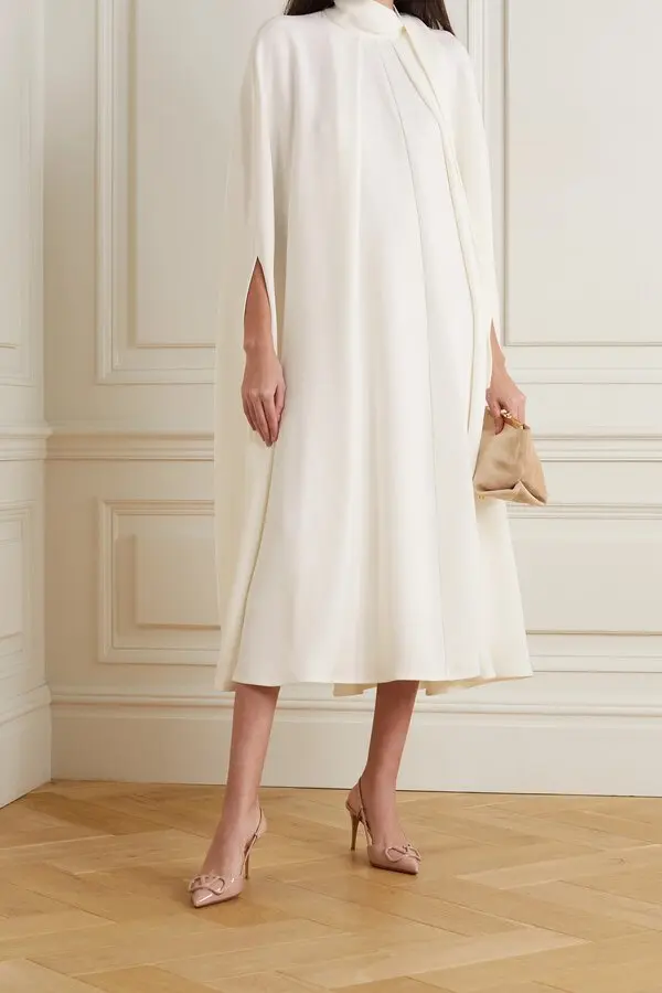knee length dresses for ladies IVORY PEARL CAPE DRESS