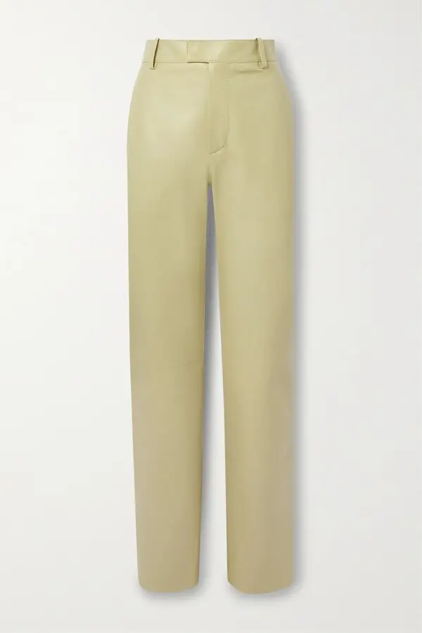 Bottega Veneta Leather Straight-leg Pants - Neutrals