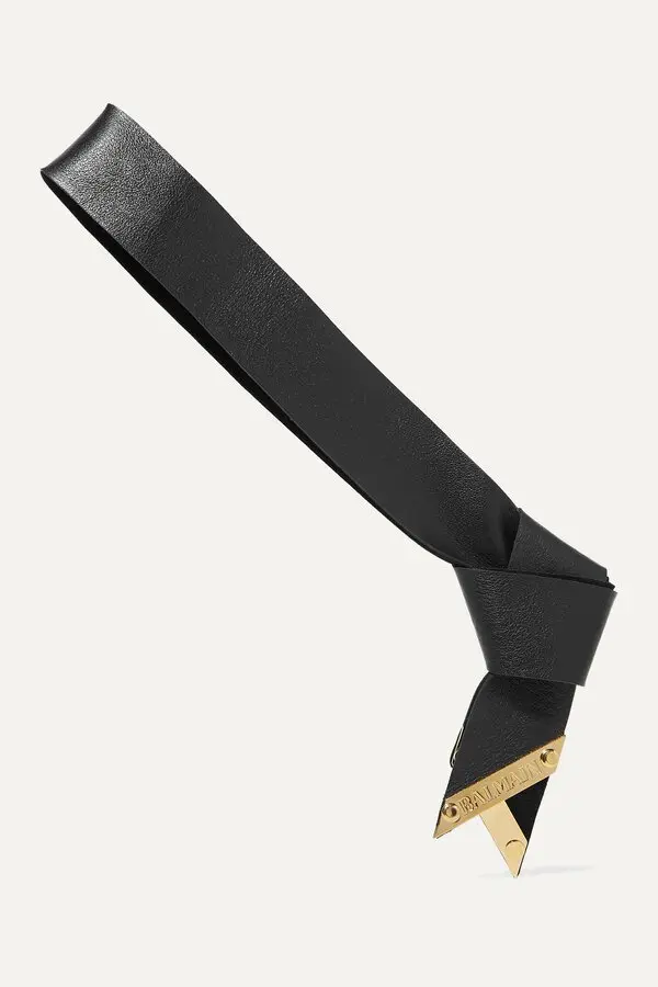 Balmain Textured-leather Headband - Black