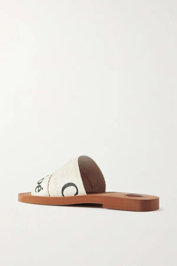 Chloé Woody Logo-print Canvas Slides - White
