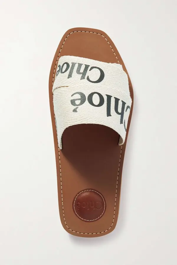 Chloé Woody Logo-print Canvas Slides - White