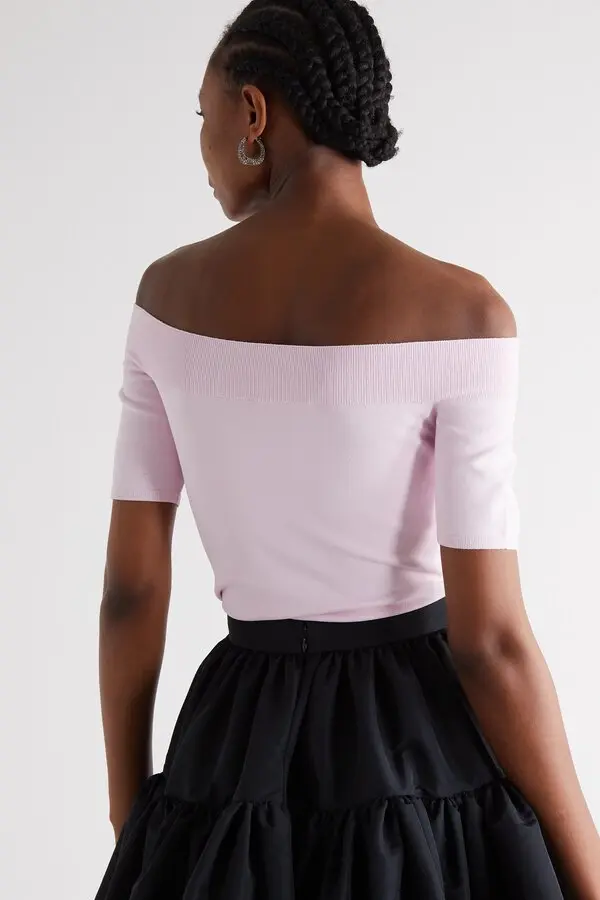 Alexander McQueen Off-the-shoulder Stretch-knit Top - Pink
