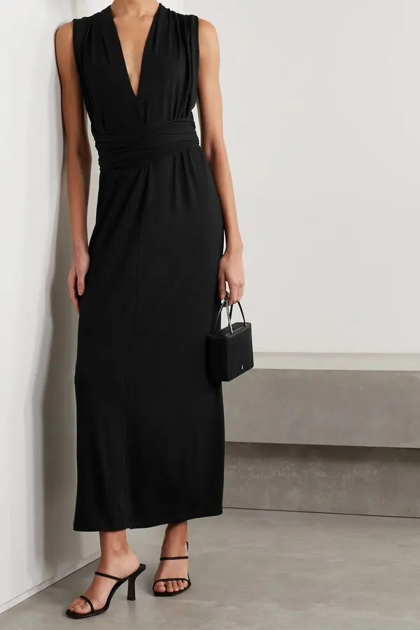 Marika Vera Alice Convertible Stretch-Jersey Wrap Maxi Dress In Black - 70%  Off | Editorialist