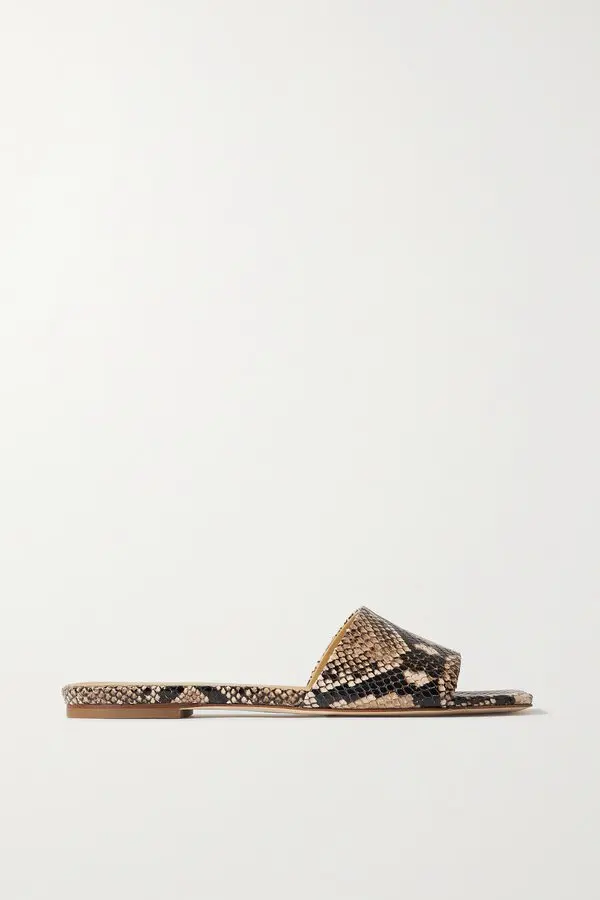 AeydĒ Anna Snake-effect Leather Slides