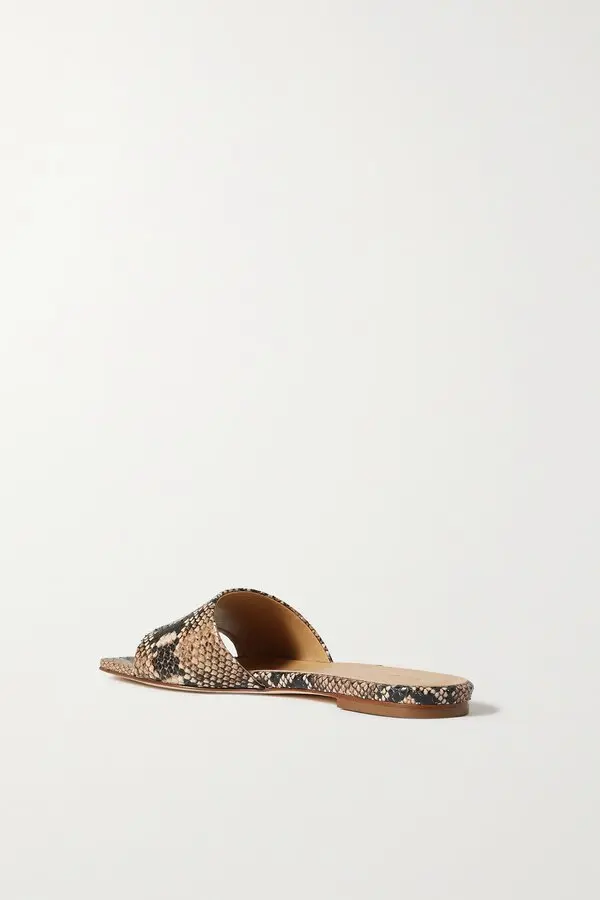 AeydĒ Anna Snake-effect Leather Slides