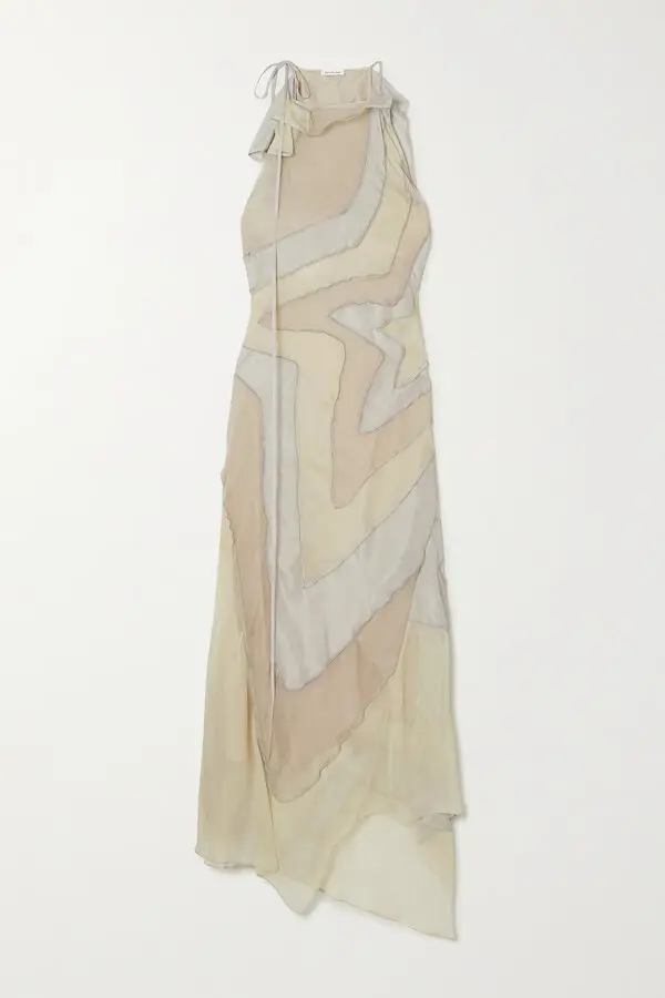Acne Studios Asymmetric Paneled Silk-habotai Maxi Dress